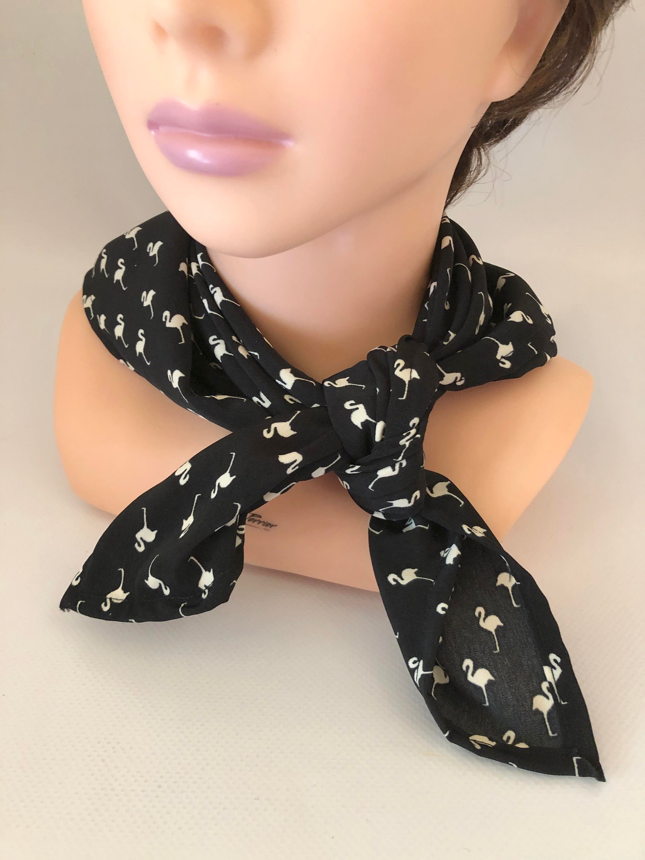 Black And White Flamingo Bandana, Chemo Headwear Women, Head Scarf for ...