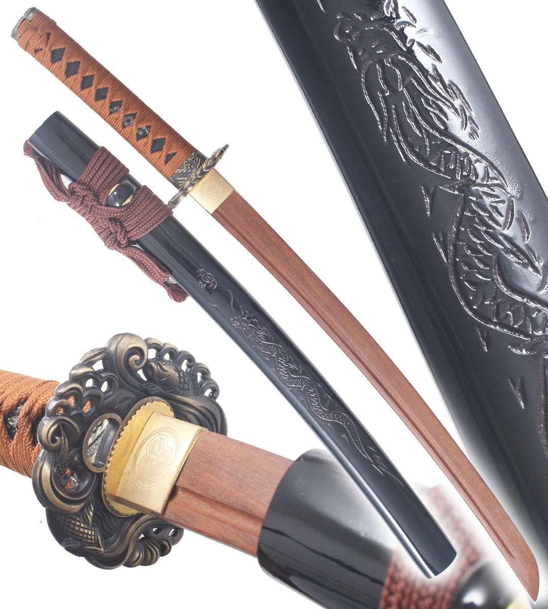 Danzan Wakizashi Dragon Wooden Sword Japanese Wakizashi Saber - Wenge ...