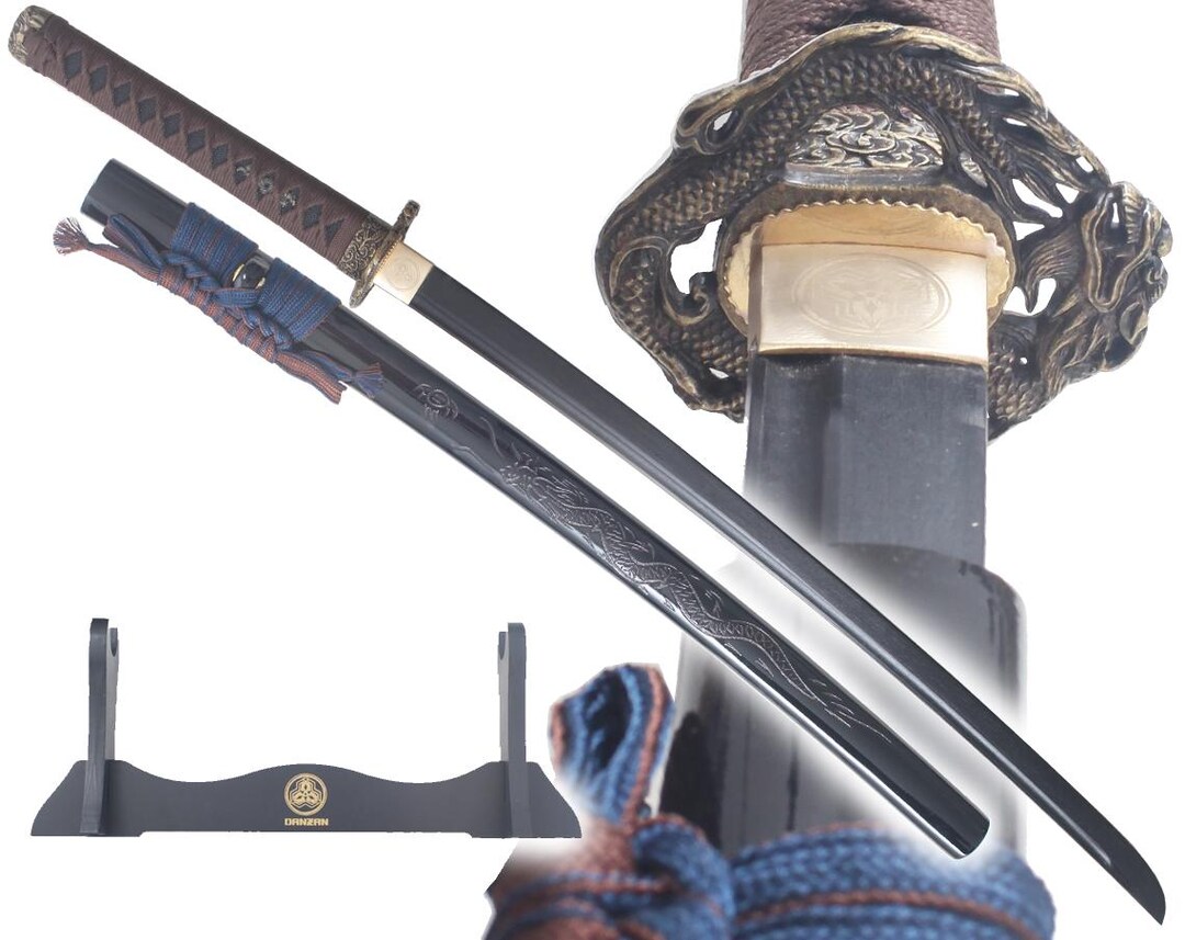 Danzan Katana Dragon Wooden Sword Training Sword Japanese Katana Black ...