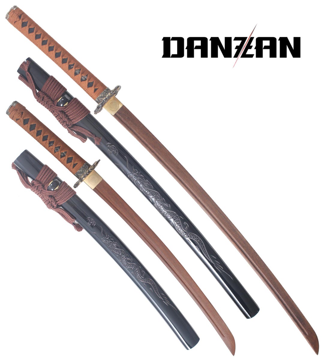Danzan Katana and Wakizashi Wooden Pack Japanese Katana Sabre Sword ...