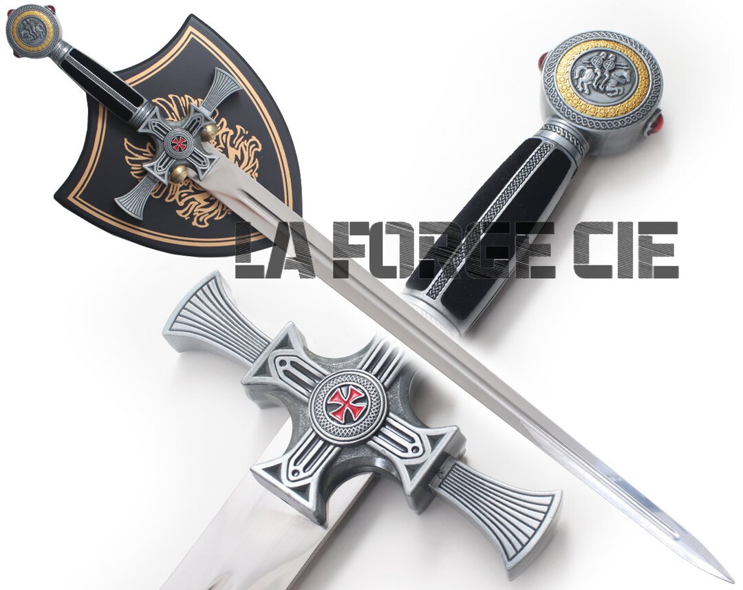 Templar Sword Knight Sword Templar Sword Black Version Wooden Display Templar Sword Templars ...