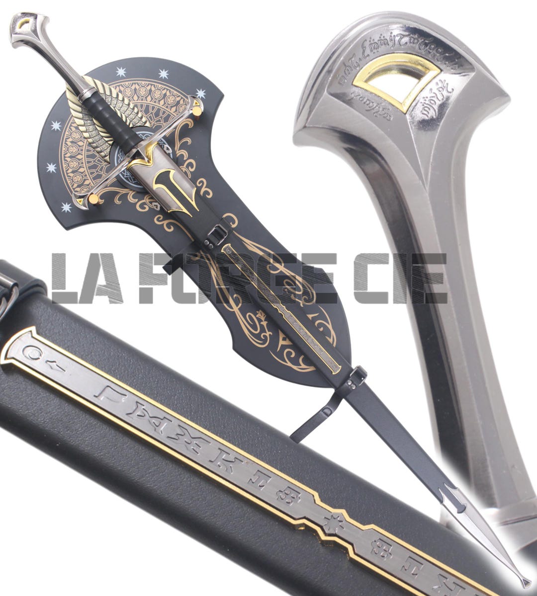 Anduril Sword Medieval Sword + Scabbard + Plaque Fantasy Sword Medieval ...