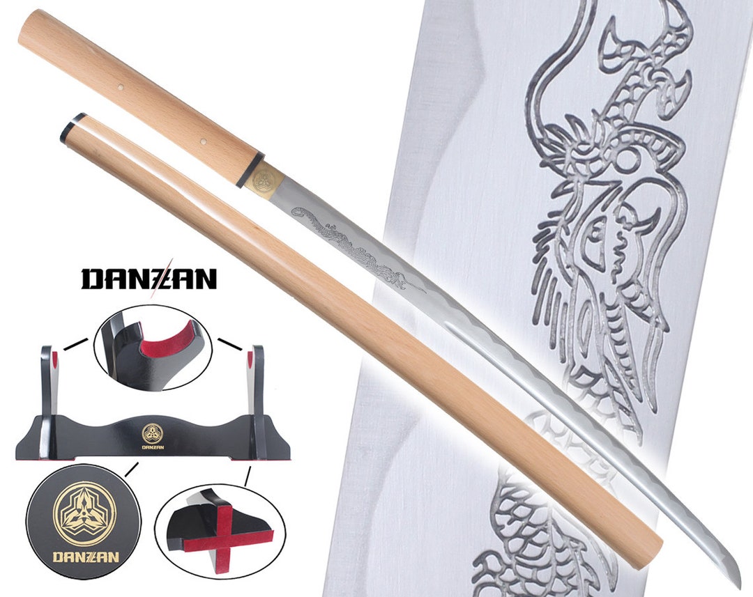 Danzan Shirasaya Dragon Forged Samurai Sword - Maru 1045 Blade Display ...