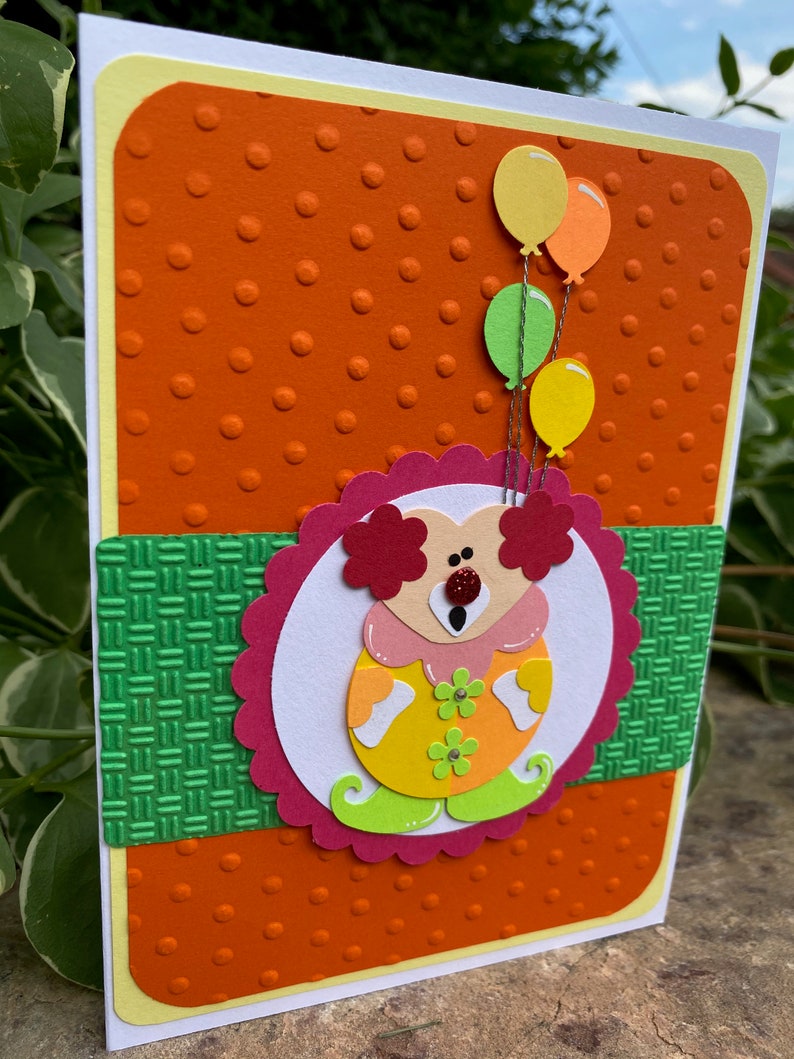 Clown Card Clown Birthday Card Paper Punched Card Unique | Etsy