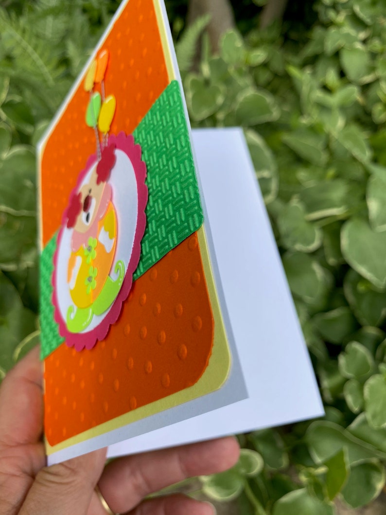 Clown Card Clown Birthday Card Paper Punched Card Unique | Etsy