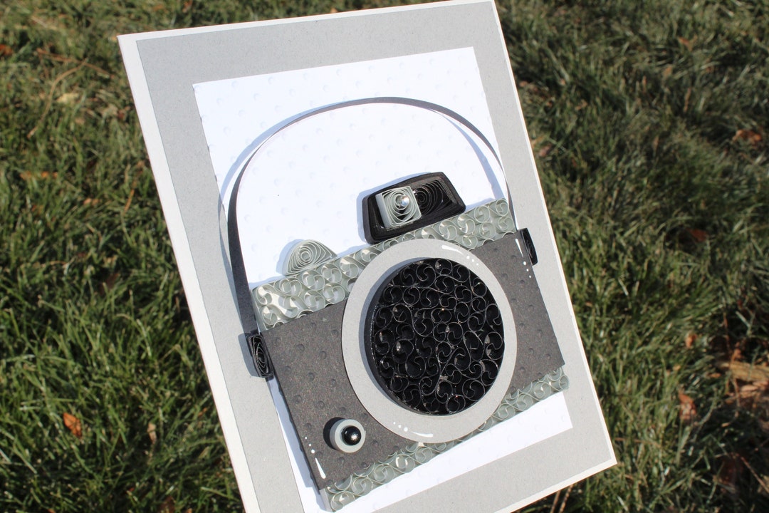 Quilled Camera Card: Glittery Handmade Greeting Card - Etsy
