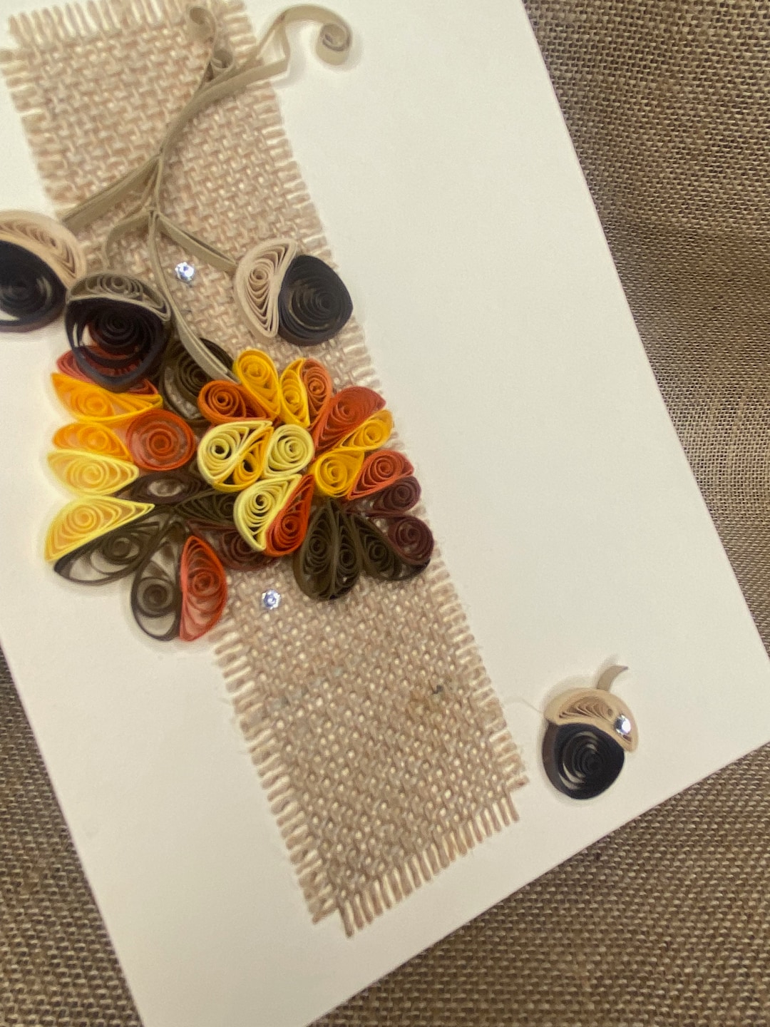 Quilled Fall Acorn Card: Handmade Paper Art (4.5"x6.25") - Etsy
