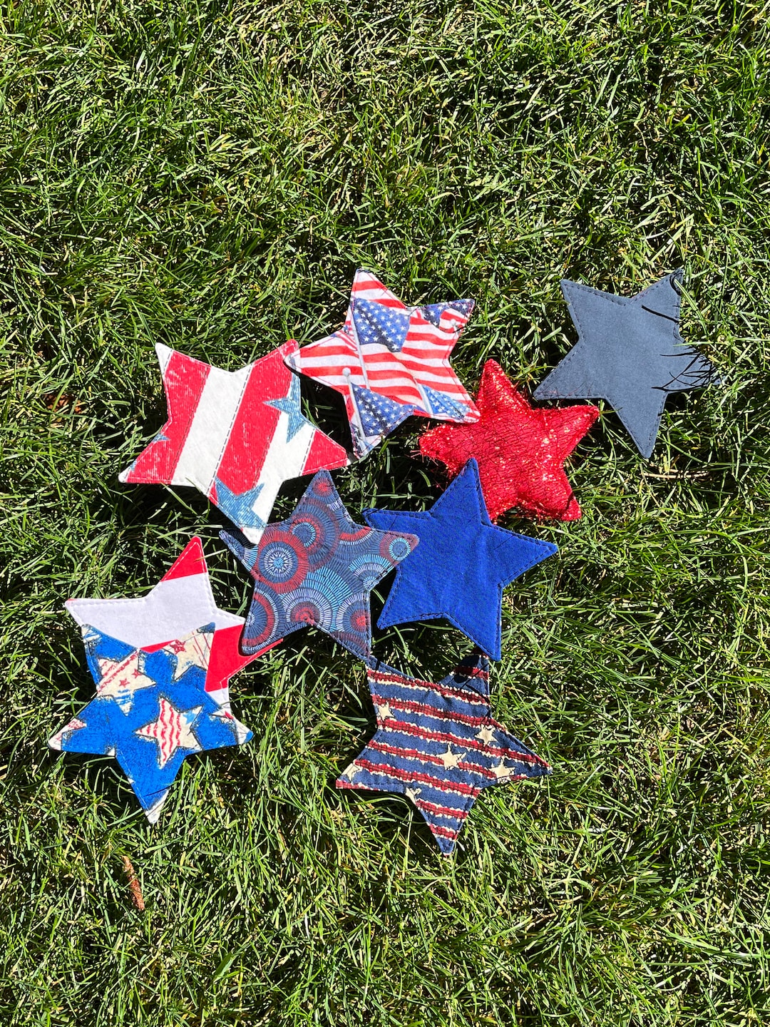 9 Small Fabric Stars, Fabric Stars, Stars, Patriotic Stars, Star Bowl ...