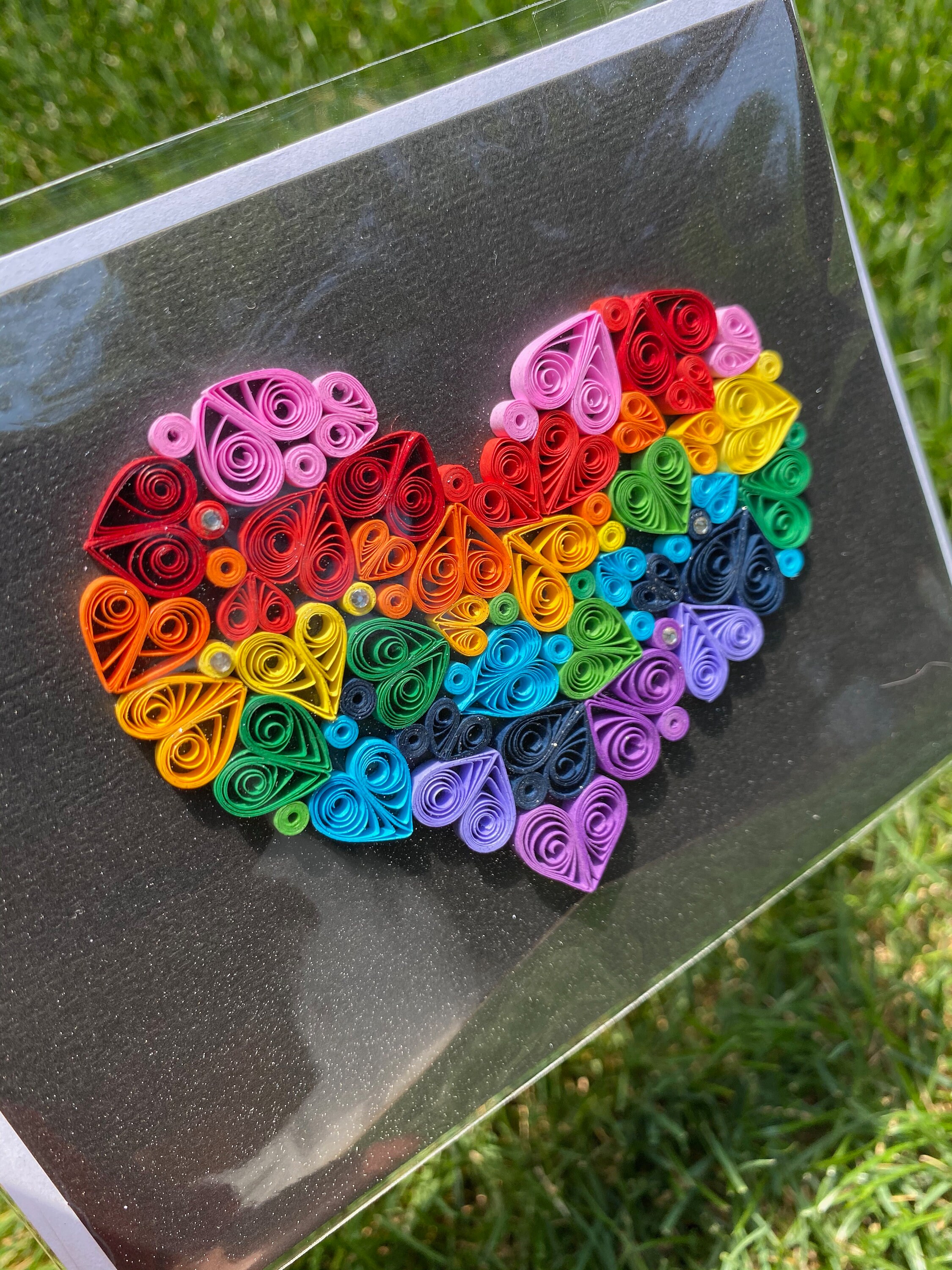 Quilled Rainbow Heart Card Quilled Art Paper Art Quilled | Etsy