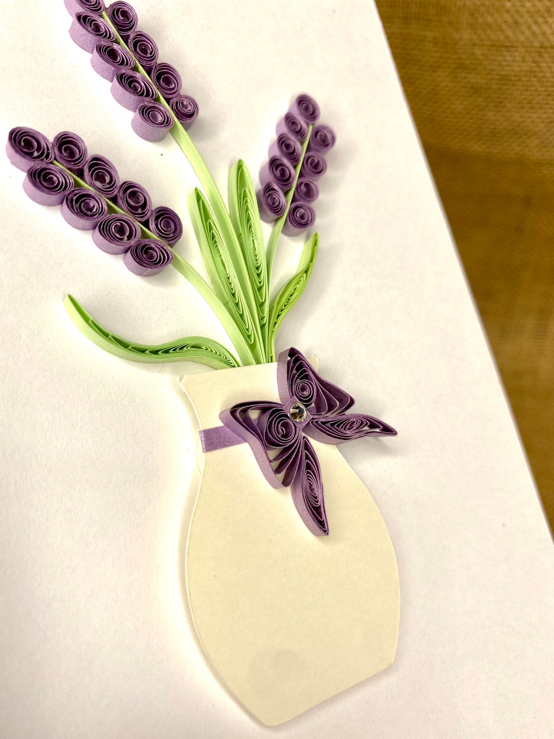 Quilled Lavender Card, Quilled Art, Paper Art, Quilled Birthday Card ...