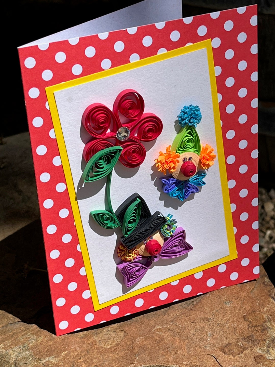 Quilled Clown Card, Clown Birthday Card, Celebration Card, Funny Card ...