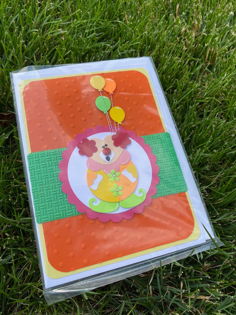 Clown Card Clown Birthday Card Paper Punched Card Unique | Etsy