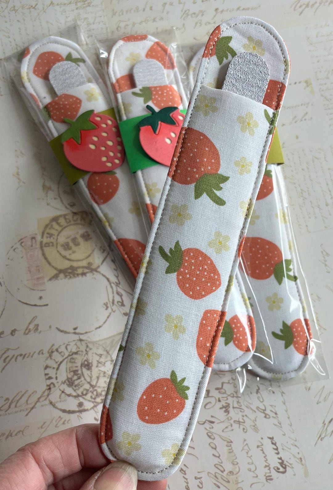 Fabric Nail File Holder With File, Strawberry Print - Etsy