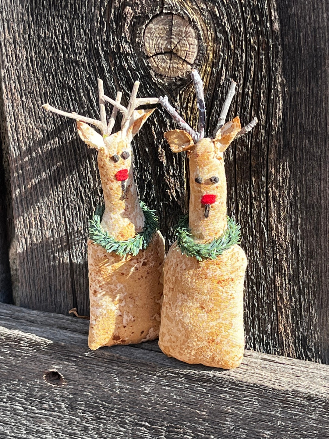 Tiny 3 2 Primitive Reindeer Bowl Fillers, Coffee-stained Reindeer ...