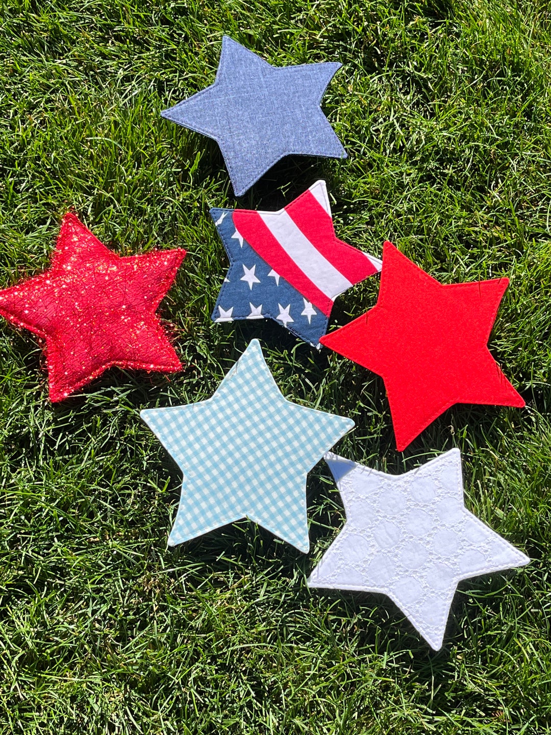 6 Fabric Stars, Fabric Stars, Stars, Patriotic Stars, Star Bowl Filler ...
