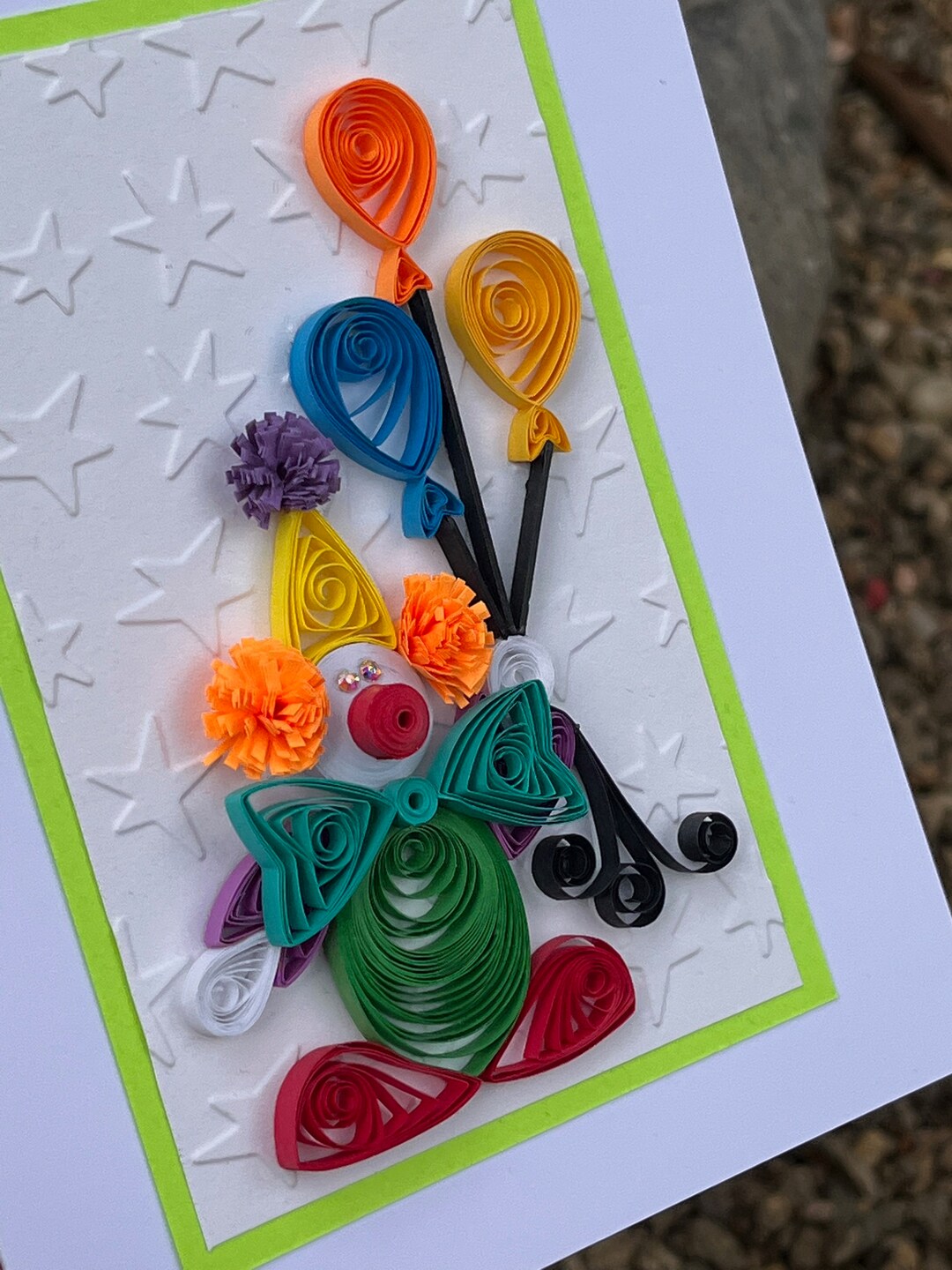 Quilled Clown Card, Clown Birthday Card, Celebration Card, Funny Card ...