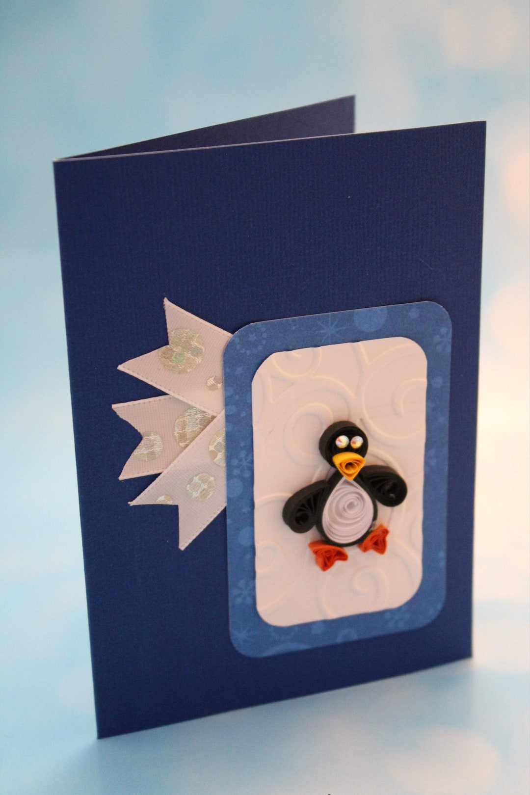 Quilled Penguin Card: Handmade Paper Art Holiday Card - Etsy