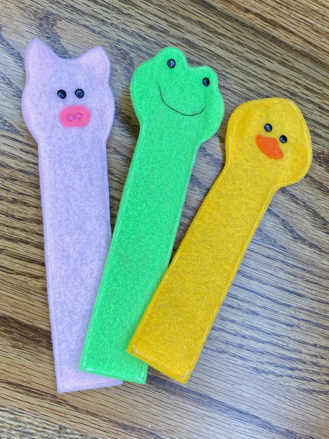 Felt Animal Bookmarks: Duck, Frog, Pig - Set of 3 - Etsy