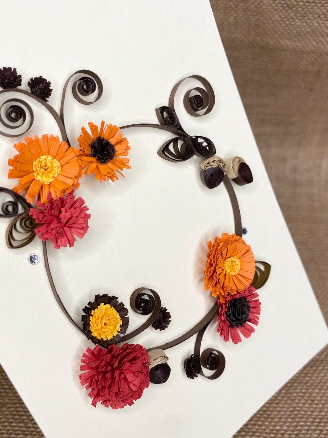 Quilled Fall Floral Card, Quilled Art, Paper Art, Quilled Birthday Card ...