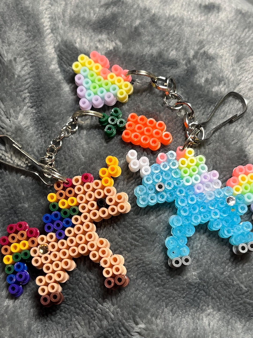 Unicorn Keychain, Double Sided, Perler Bead Keychain, Fuse Bead, Perler ...
