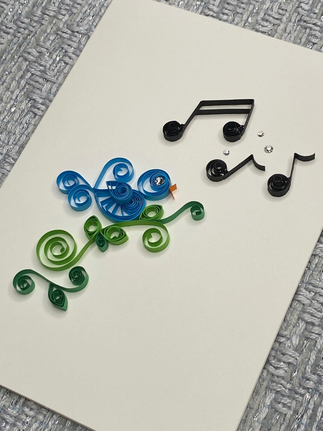 Quilled Bluebird Music Notes Card: Handmade Art (4x6) - Etsy