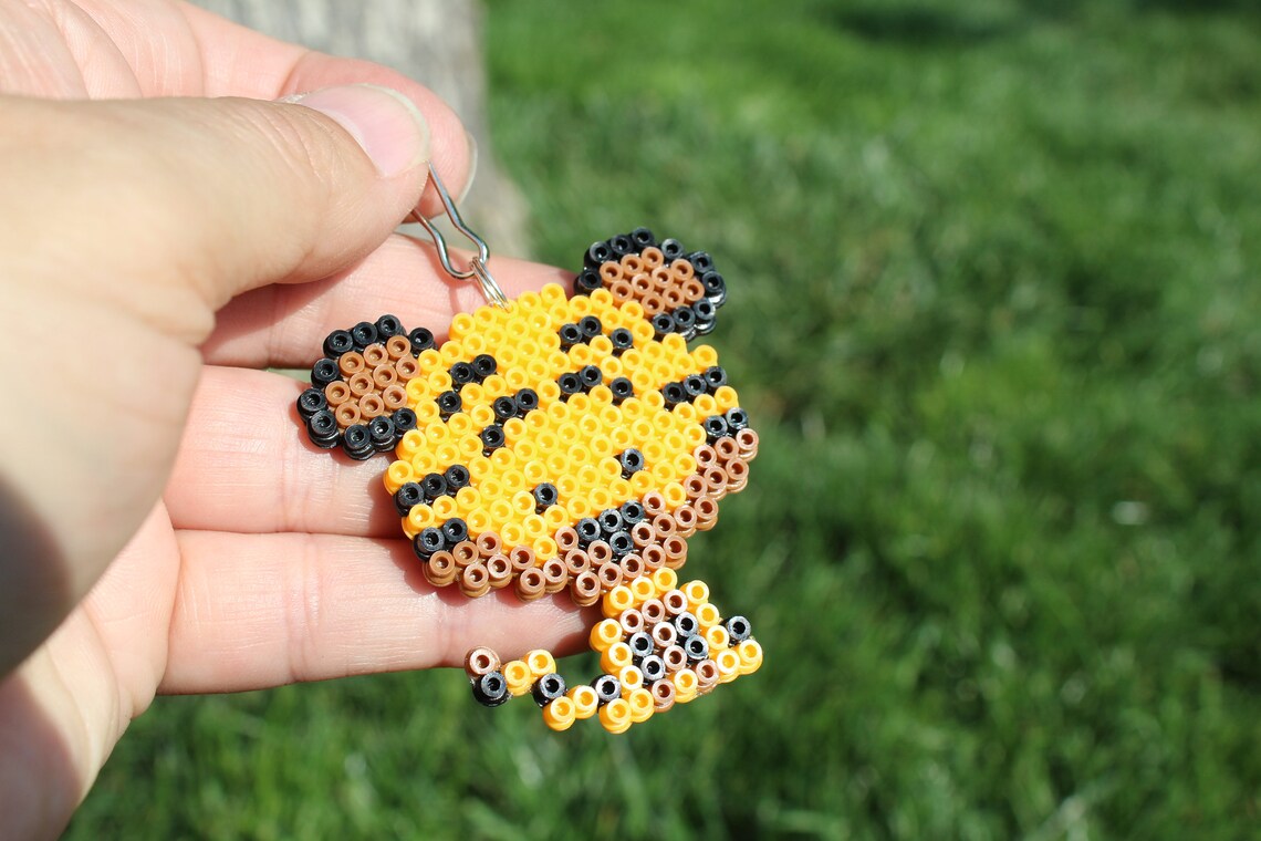 Tiger Perler Bead Keychain: Double Sided Fuse Bead Charm - Etsy