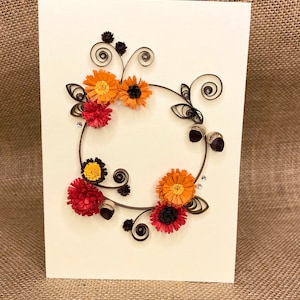 Quilled Fall Floral Card, Quilled Art, Paper Art, Quilled Birthday Card ...
