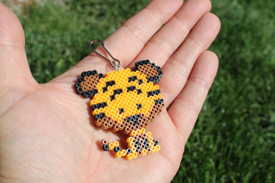 Tiger Perler Bead Keychain: Double Sided Fuse Bead Charm - Etsy
