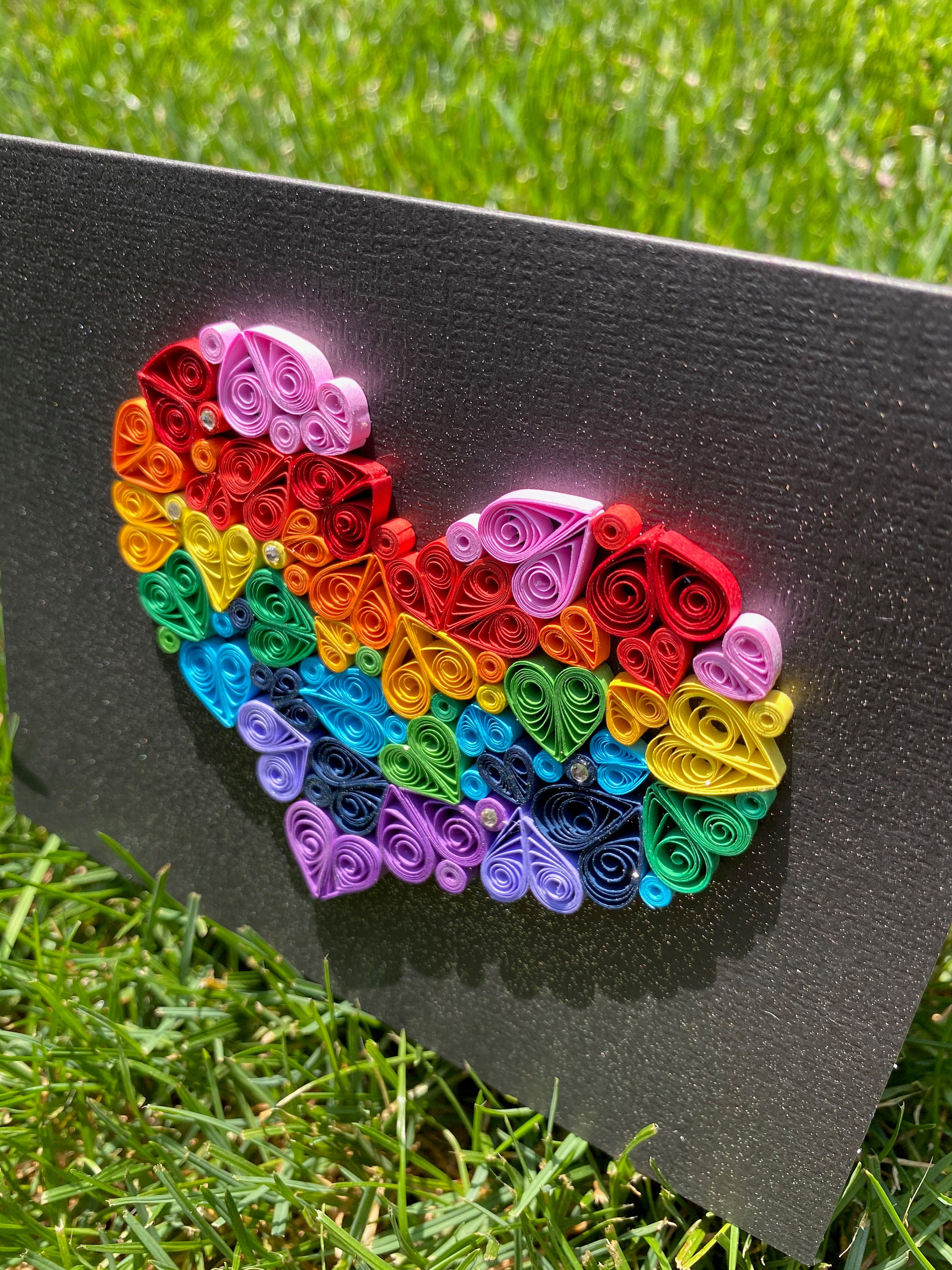 Quilled Rainbow Heart Card Quilled Art Paper Art Quilled | Etsy