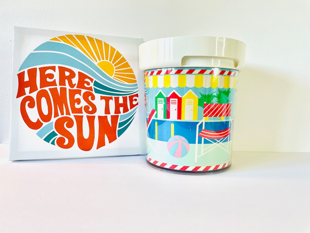 Vintage Thermo-serv Beach Party Ice Bucket, Beachy Ice Bucket, Beach ...