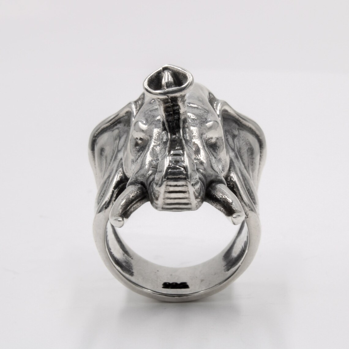 Simple Design Ring for Ladies, Signet Elephant Head Animal, Cute Silver ...
