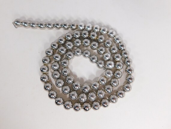 30 inch long silver plated bead necklace on silver ch… - Gem