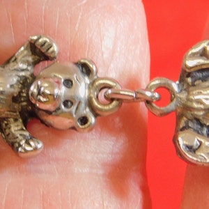 Teddy Bear Bracelet Fold Over Clasp Silver Tone Child or Small Wrist 5 ...