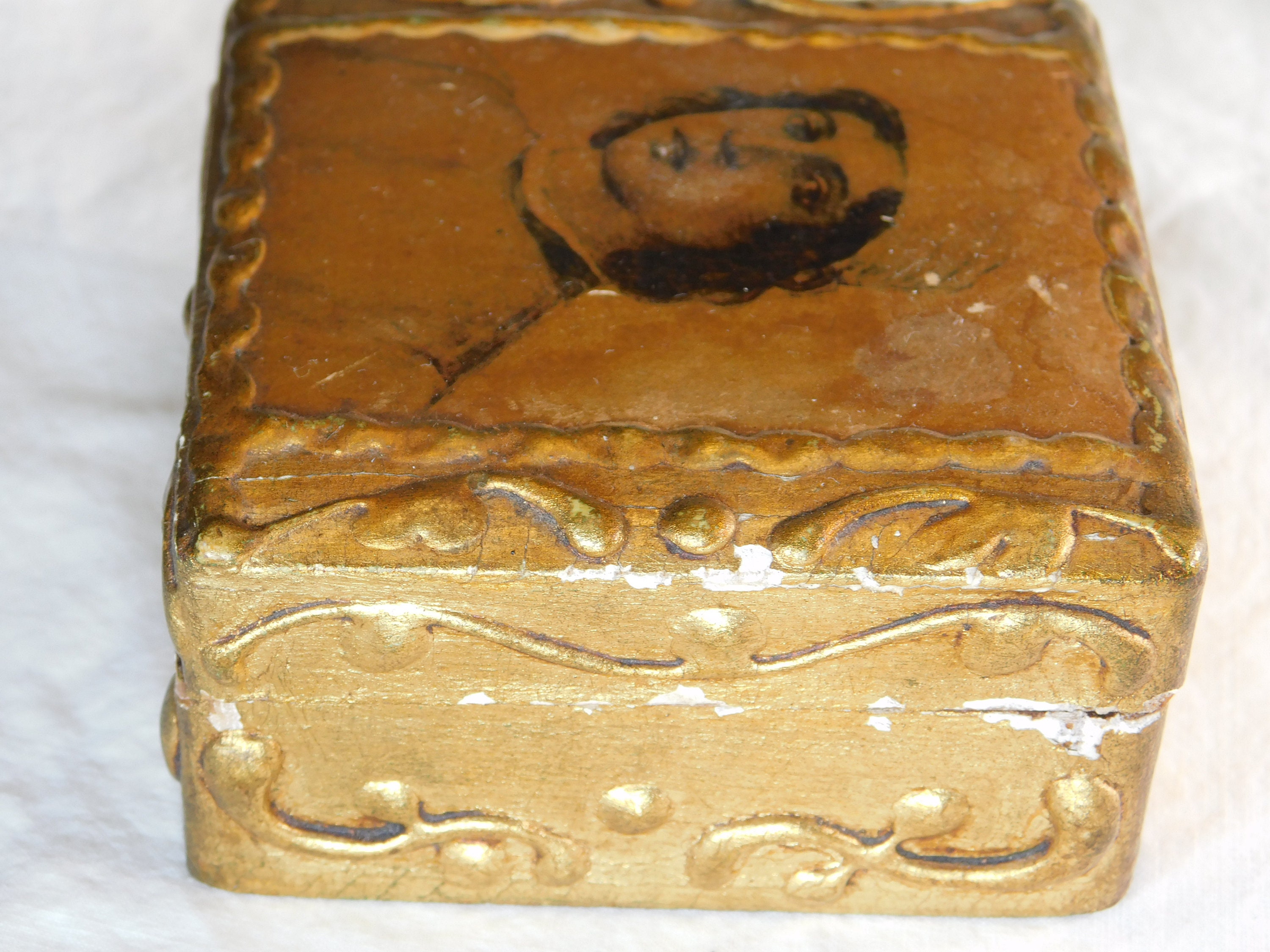 Antique Wood Box With Portrait of Young Victorian Person on - Etsy
