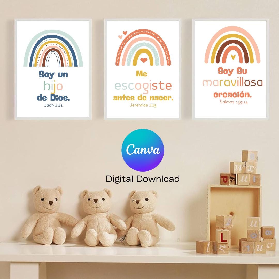 Editable Digital Poster Bible Verses in Spanish Boho Style for Children ...