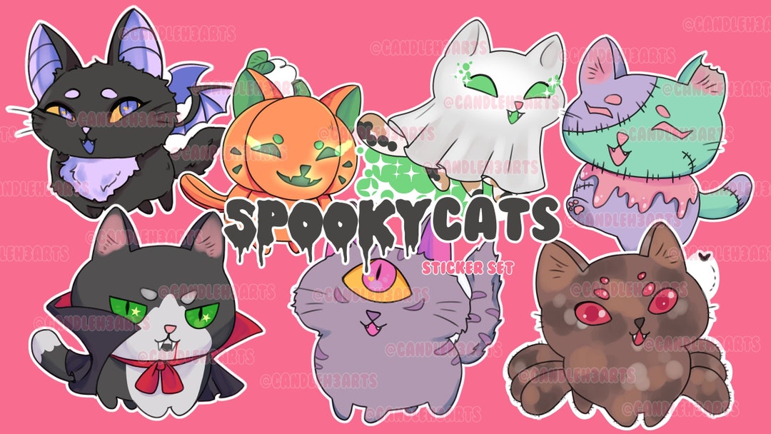 SPOOKY CATS Halloween Sticker Set Handmade Stickers Kawaii - Etsy
