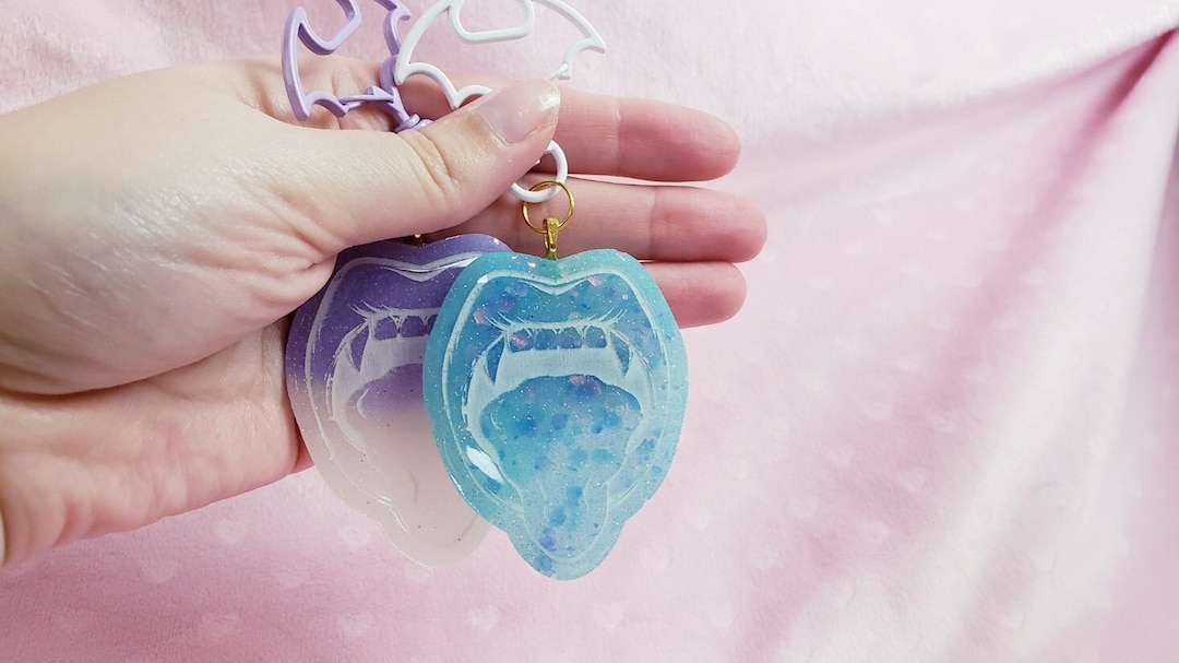 Resin Vampire Mouth Keychains | Pastel Goth Keychains | Vampire Fang ...
