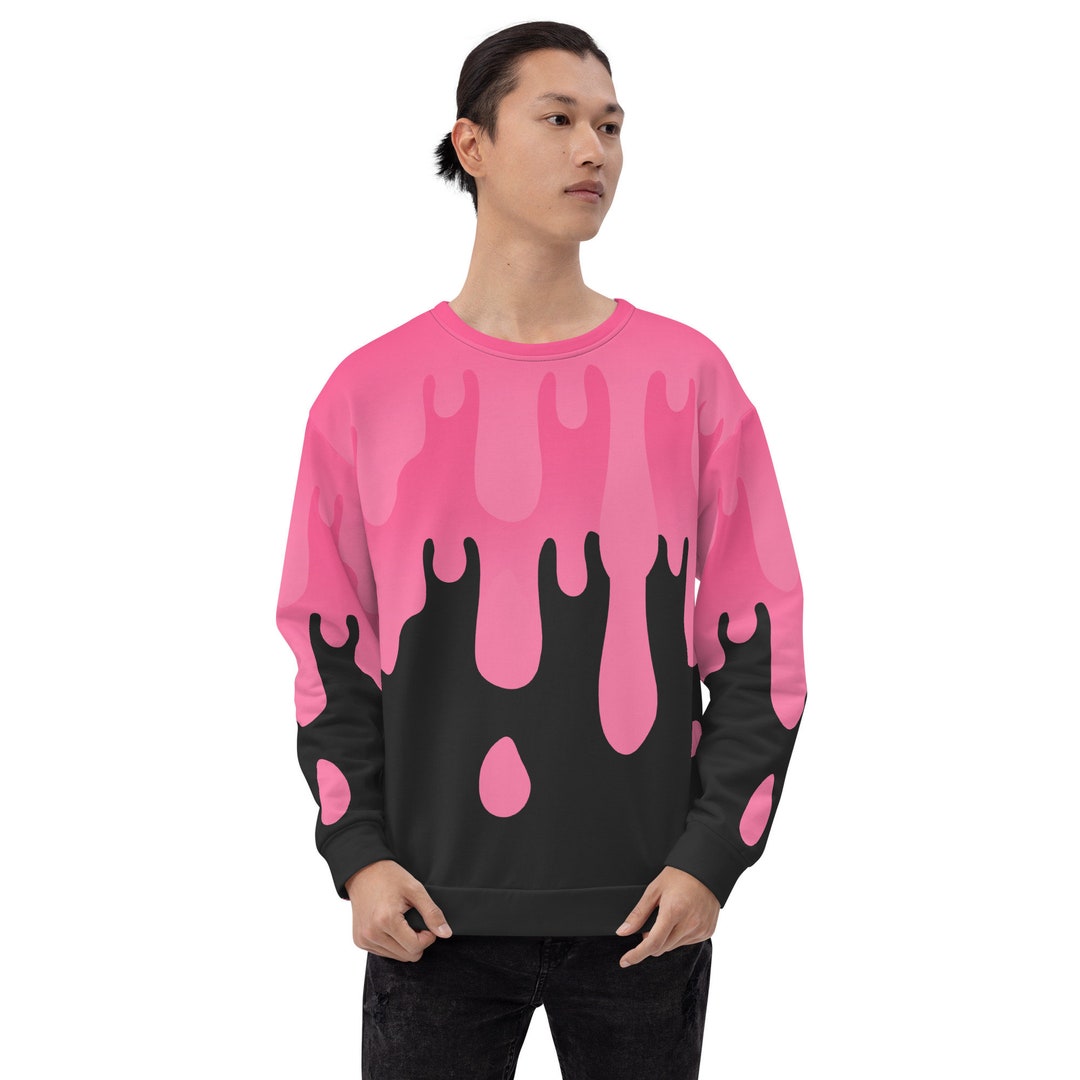 Black & Pink Drippy Unisex Sweater - Etsy