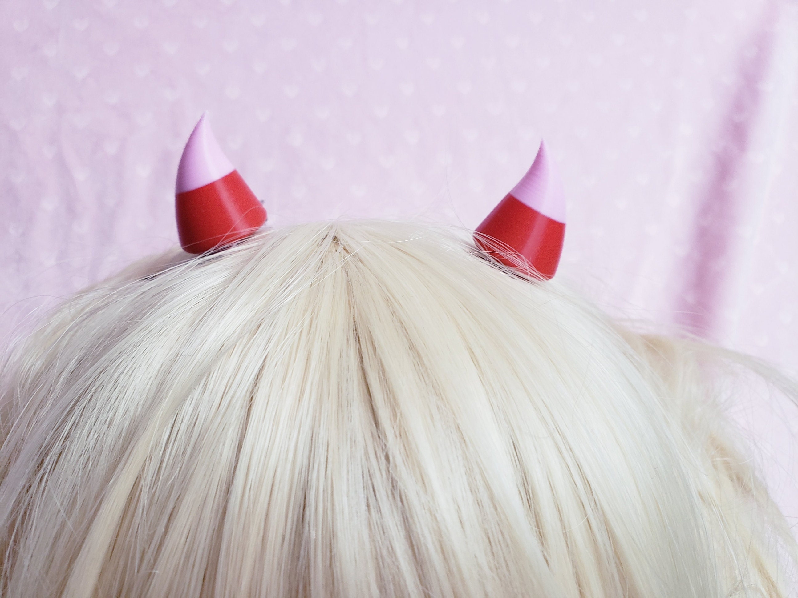 Red and Pink Two-tone 3d Printed Demon Horns Cosplay Horns | Etsy
