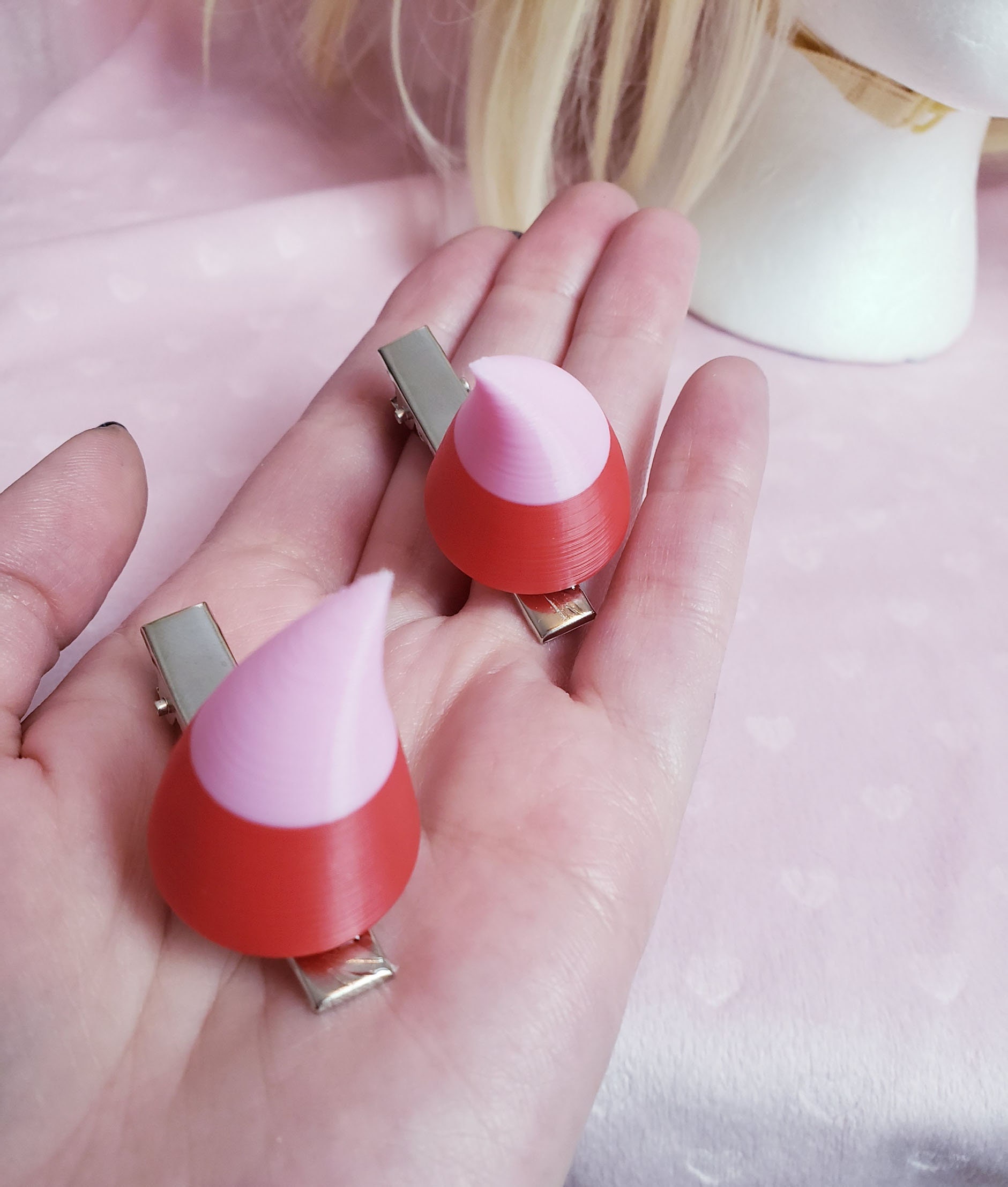 Red and Pink Two-tone 3d Printed Demon Horns Cosplay Horns | Etsy