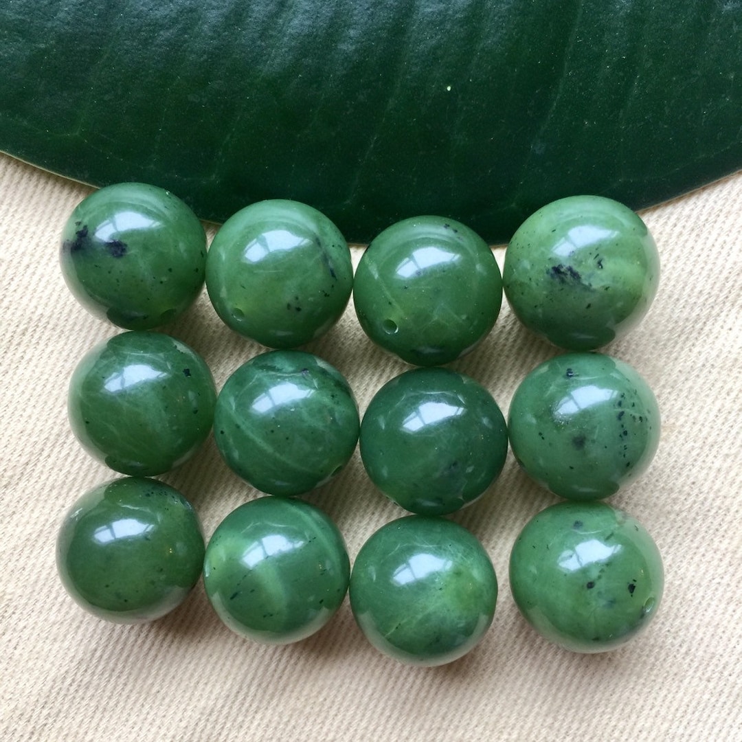 14mm 100% Genuine Natural Untreated Canadian Nephrite Jade Bead ...