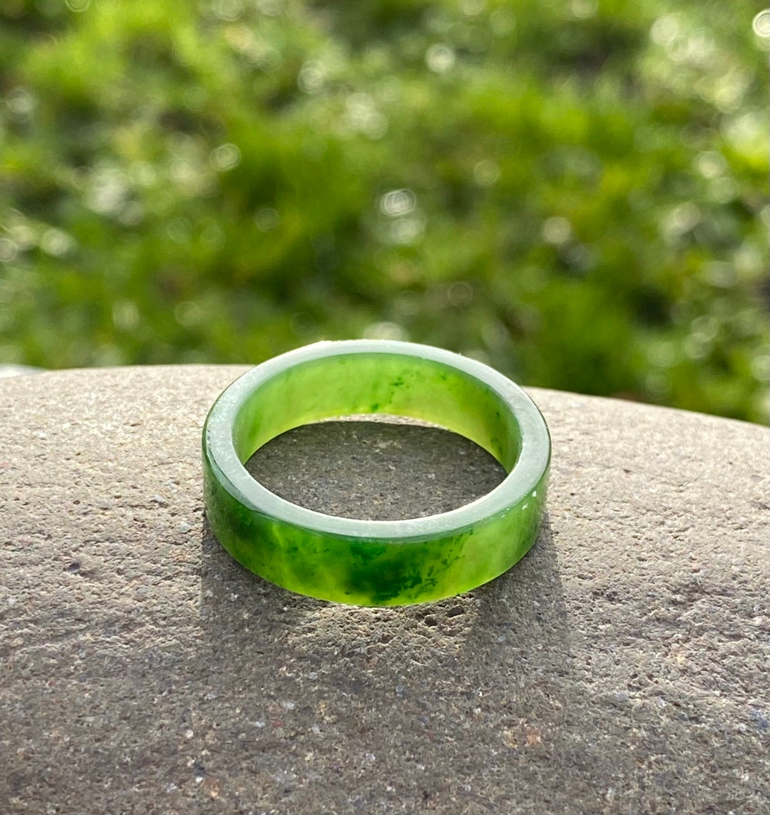Large Jade Ring, 7mm Width Canadian Nephrite Jade Ring, Authentic ...
