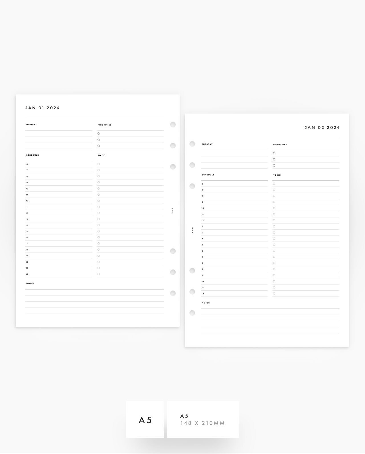 Dated 2024 Daily Planner PRINTED Planner Inserts & Agenda Refill Day on ...
