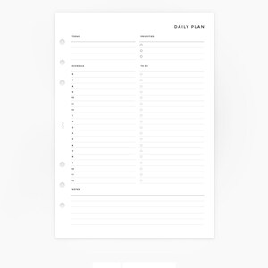 Daily Hourly Planner A5 Planner Inserts & Refills Printable Planner PDF ...