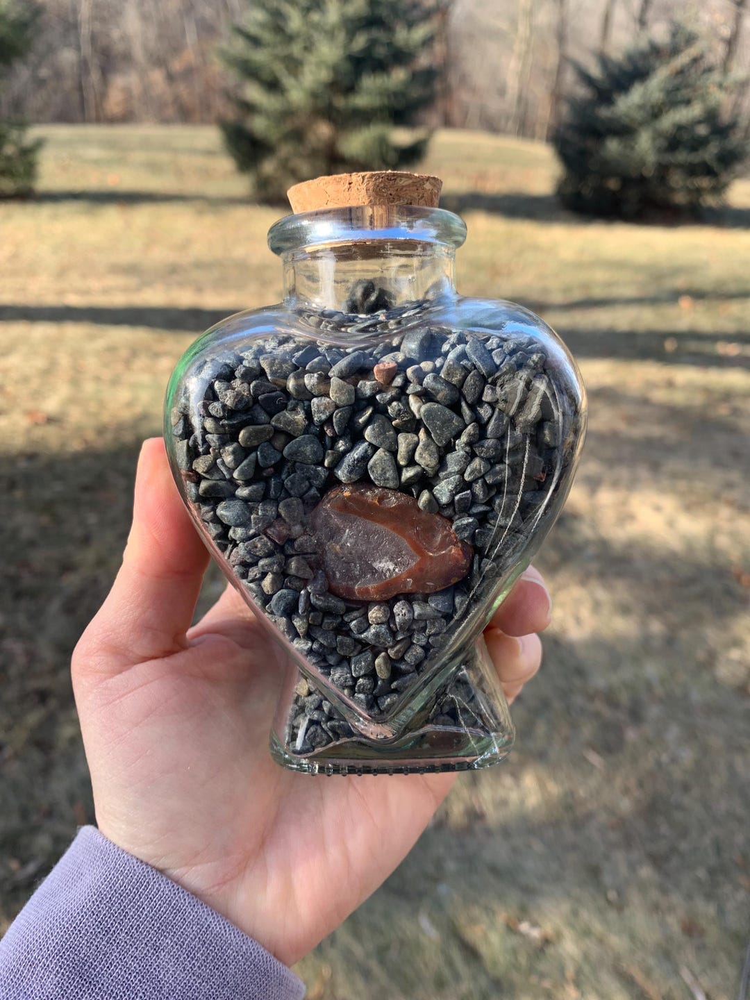 Jar Shaped Like a Heart, Filled With Black Sand From Black Sand Beach ...