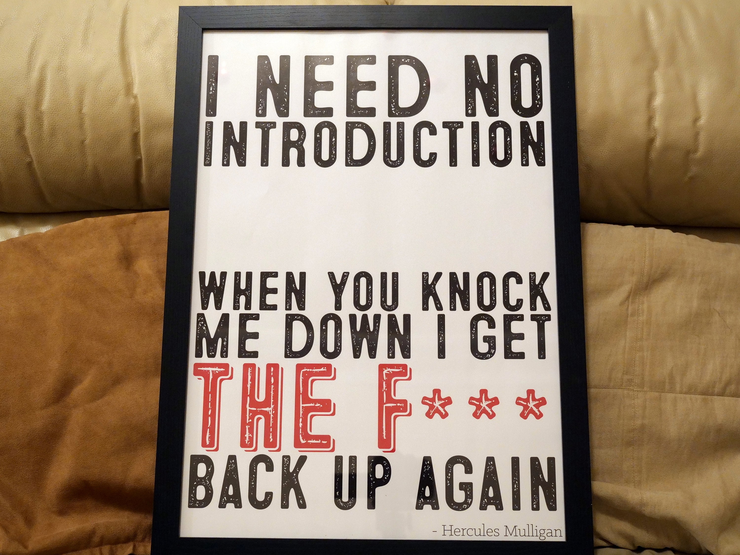 Hamilton Hercules Mulligan "i Need No Introduction" Physical Print ...