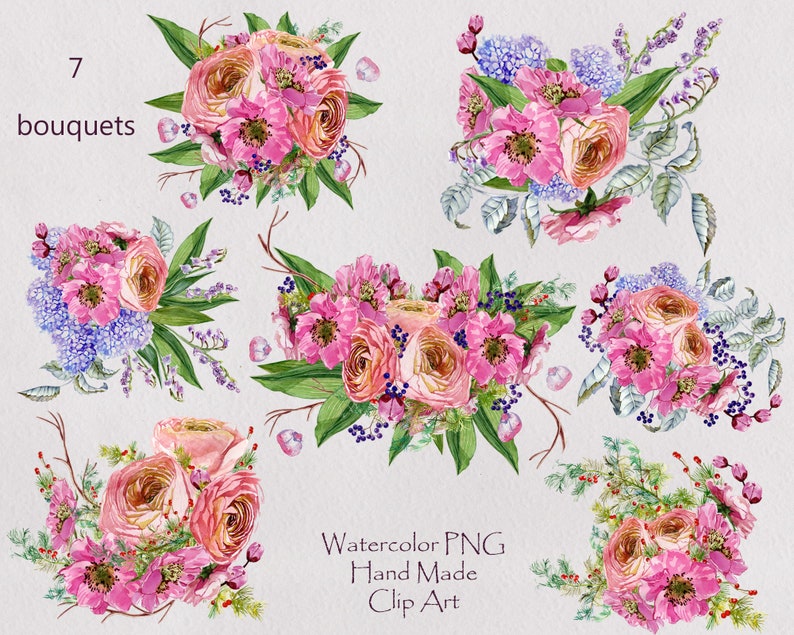 Floral clip art rose clipart watercolor Invitation clipart | Etsy