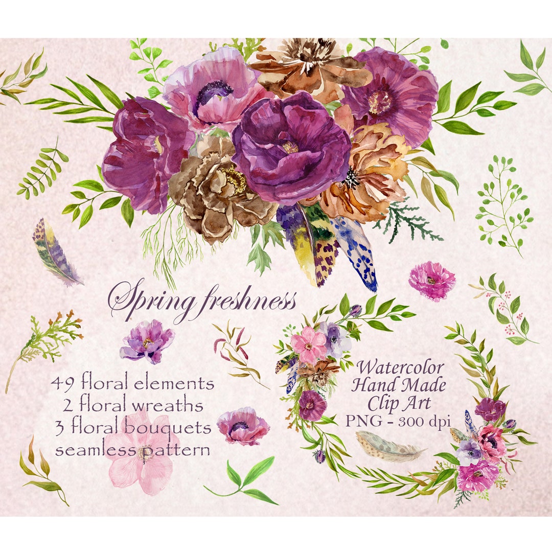 Clipart Flowers, Watercolor Flowers, Pink Peonies, Flower Png, Seamless ...