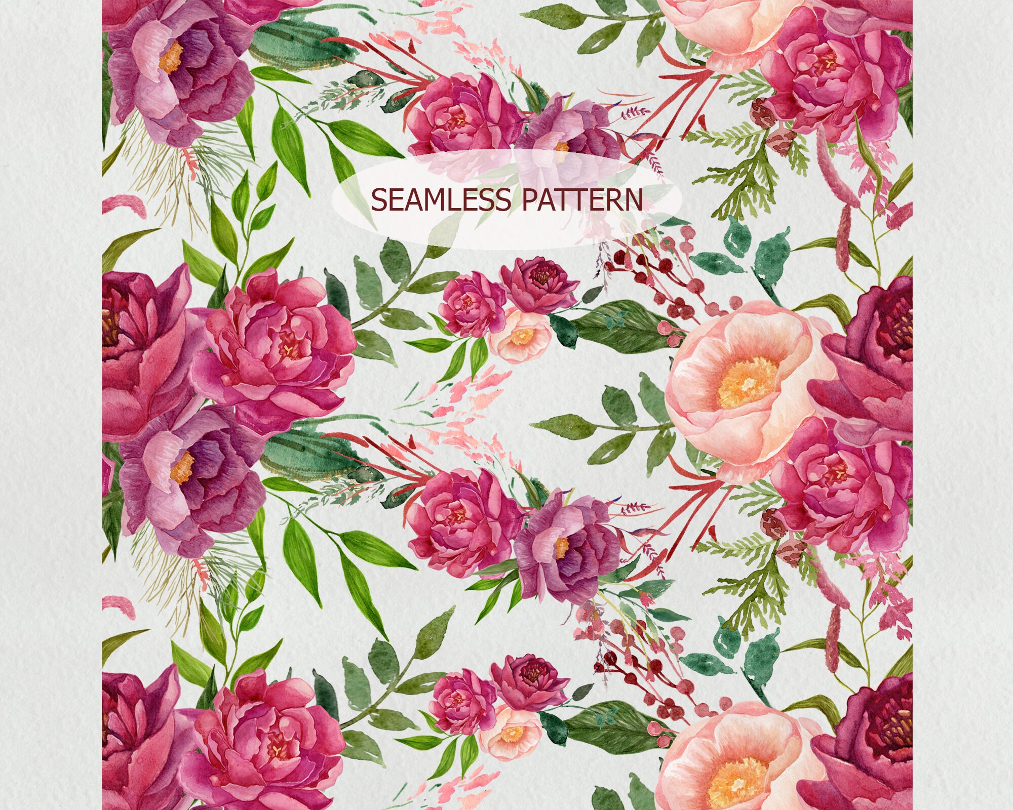 Watercolor Flowers Pink Peonies Flower Png Seamless - Etsy