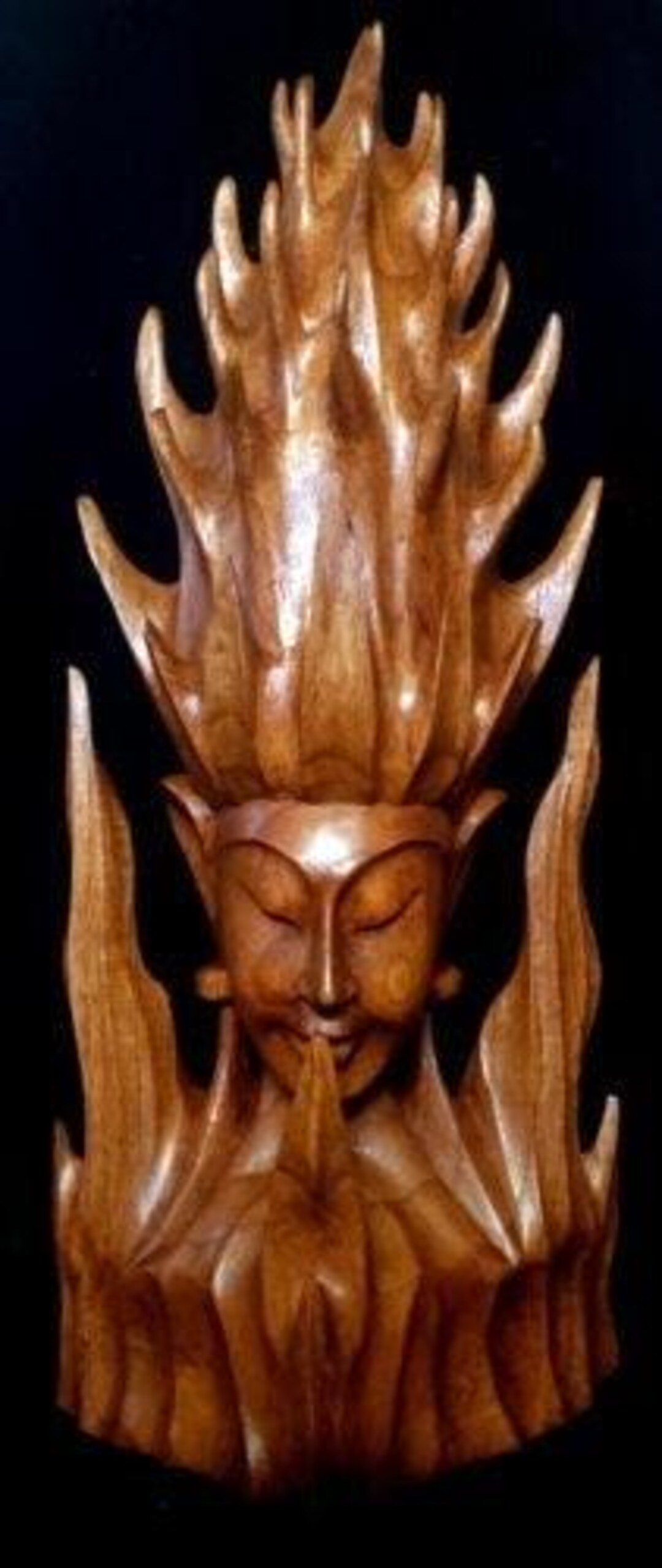 Handmade Indonesian Suar Wood Fire God Sculpture: Asian Art Decor - Etsy
